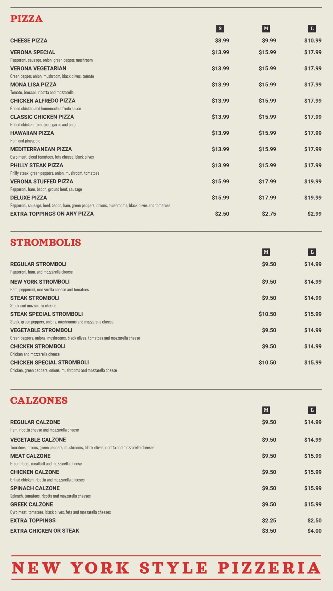 Menu – Bella Verona Restaurant